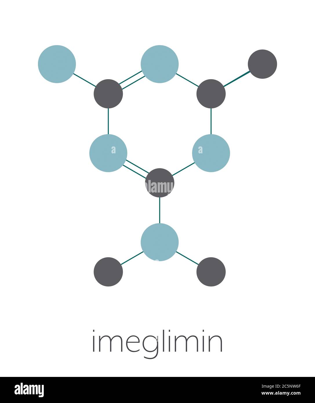 Imeglimin diabetes drug molecule. Stylized skeletal formula (chemical ...