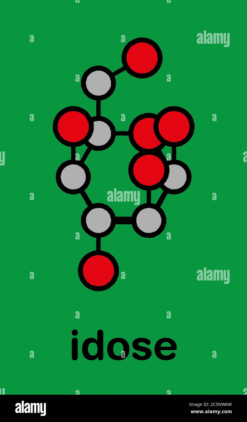 Idose molecule (beta-D-idopyranose form). Stylized skeletal formula ...