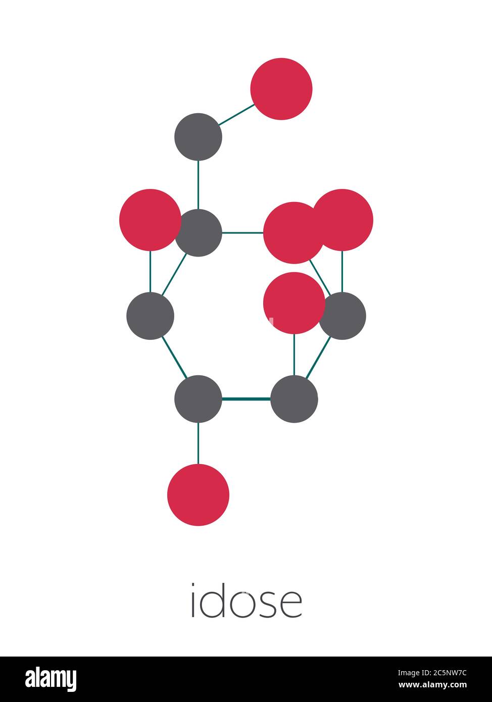 Idose molecule (beta-D-idopyranose form). Stylized skeletal formula ...