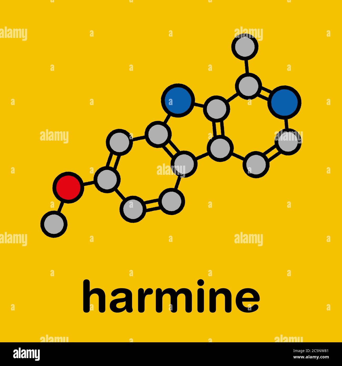 Harmine alkaloid molecule. Herbal inhibitor of monoamine oxidase A ...