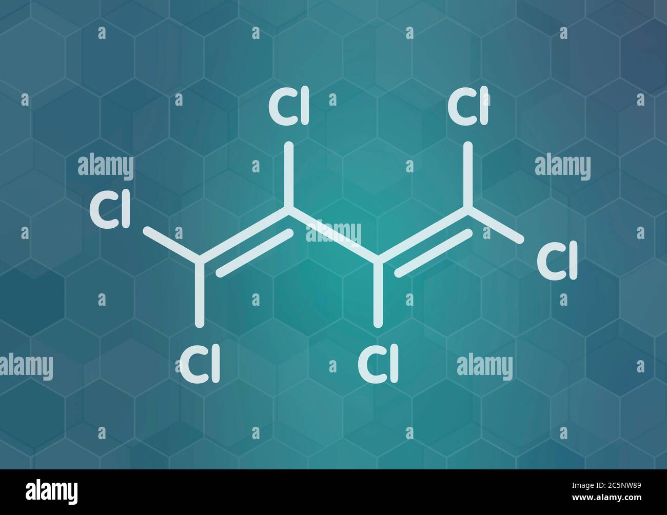 Hexachlorobutadiene (HBCD) solvent molecule. Also used as algicide and ...