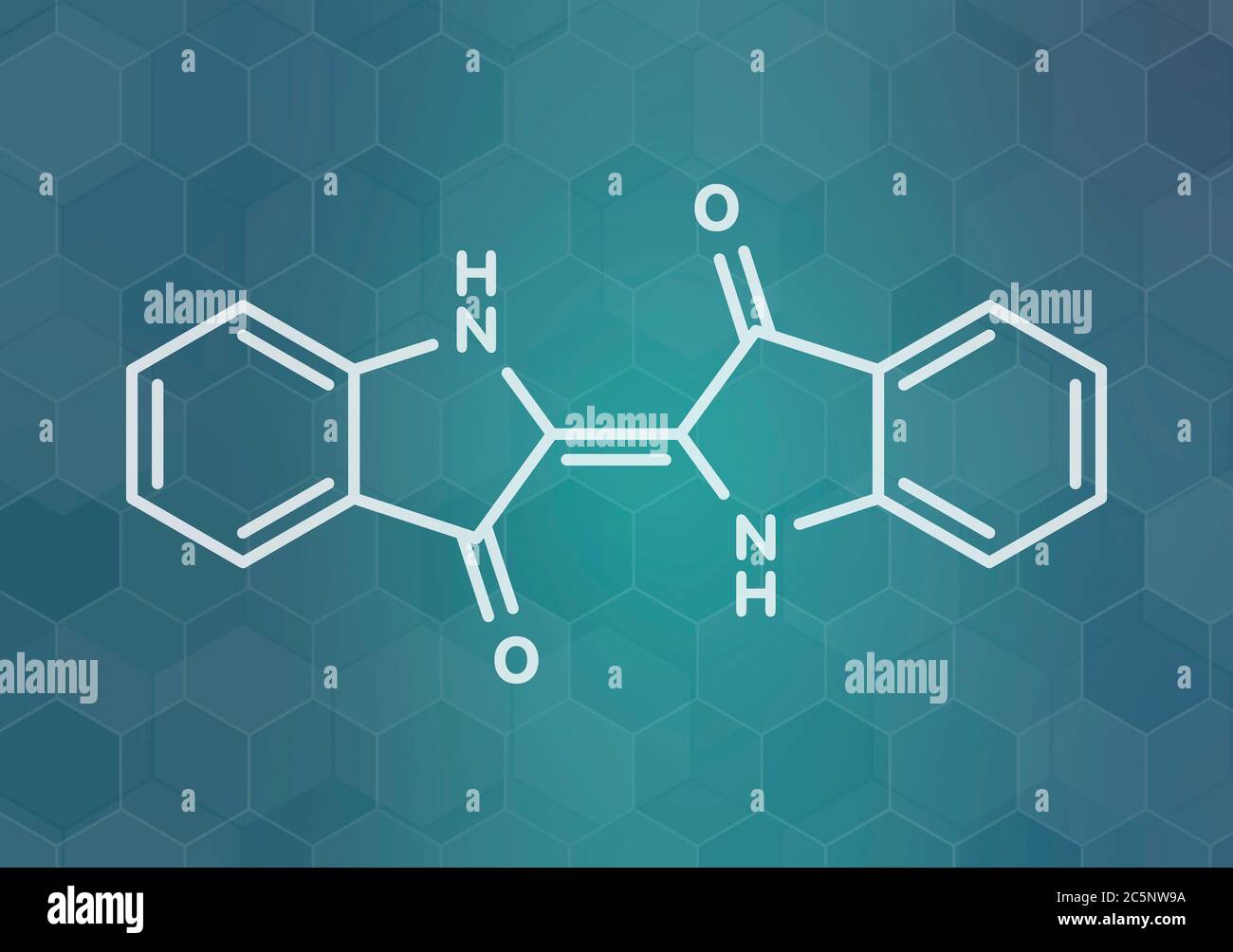 Indigo carmine (indigotine, FD&C Blue 2, E132) food colorant molecule ...
