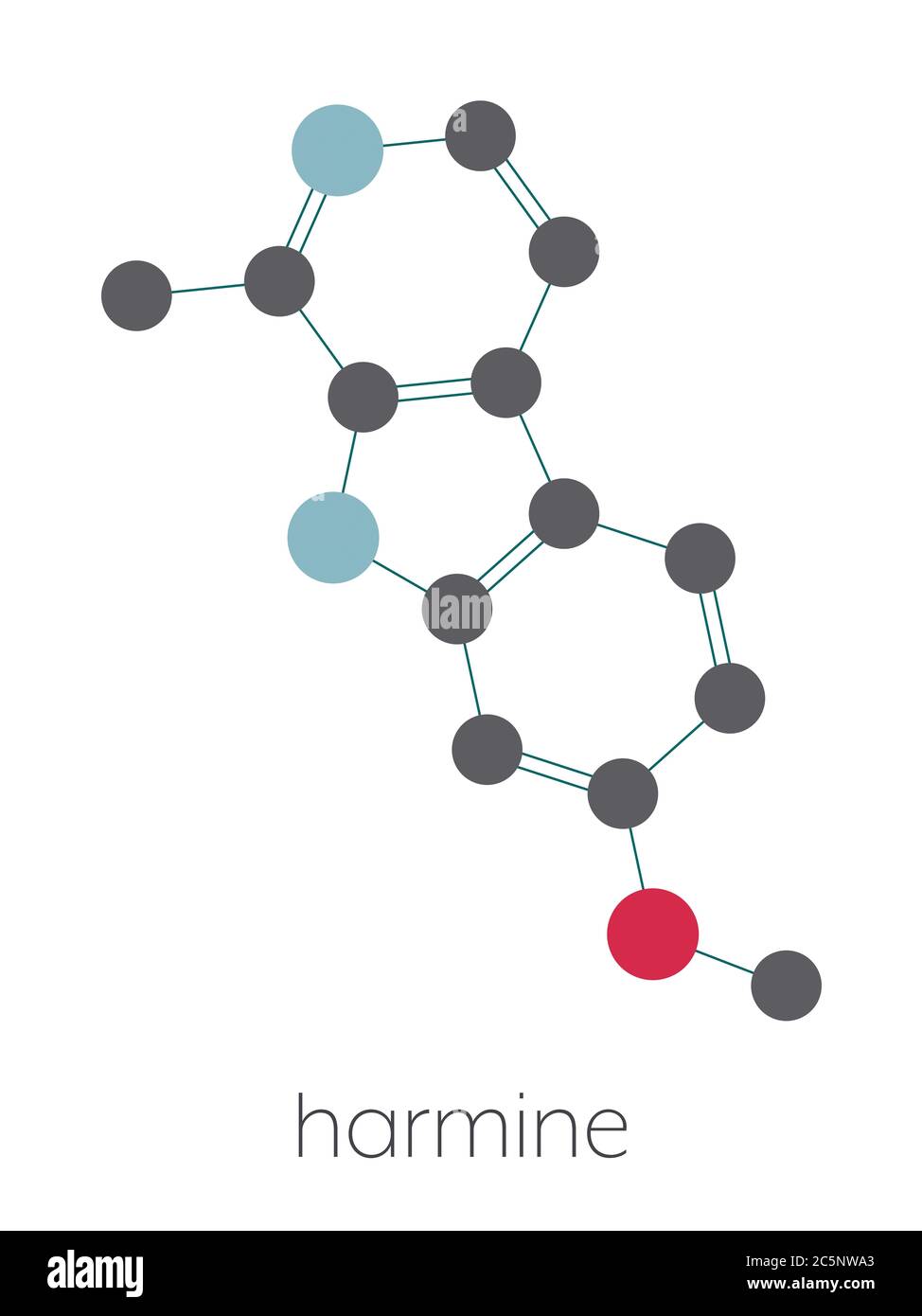 Harmine alkaloid molecule. Herbal inhibitor of monoamine oxidase A ...