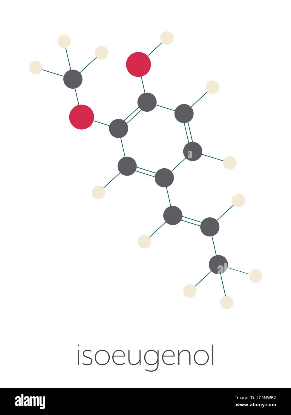 Isoeugenol fragrance molecule. Stylized skeletal formula (chemical ...
