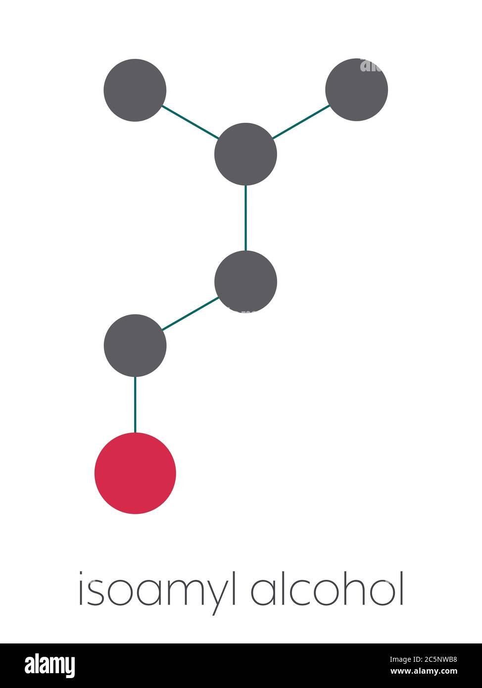 Isoamyl alcohol molecule. Stylized skeletal formula (chemical structure ...