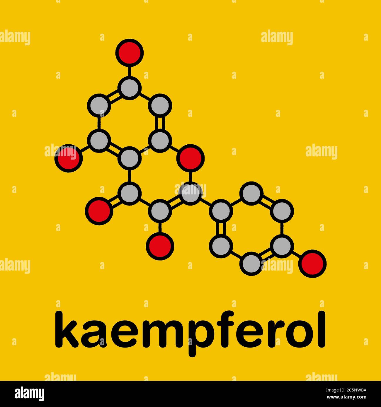 Kaempferol antioxidant molecule. Stylized skeletal formula (chemical ...
