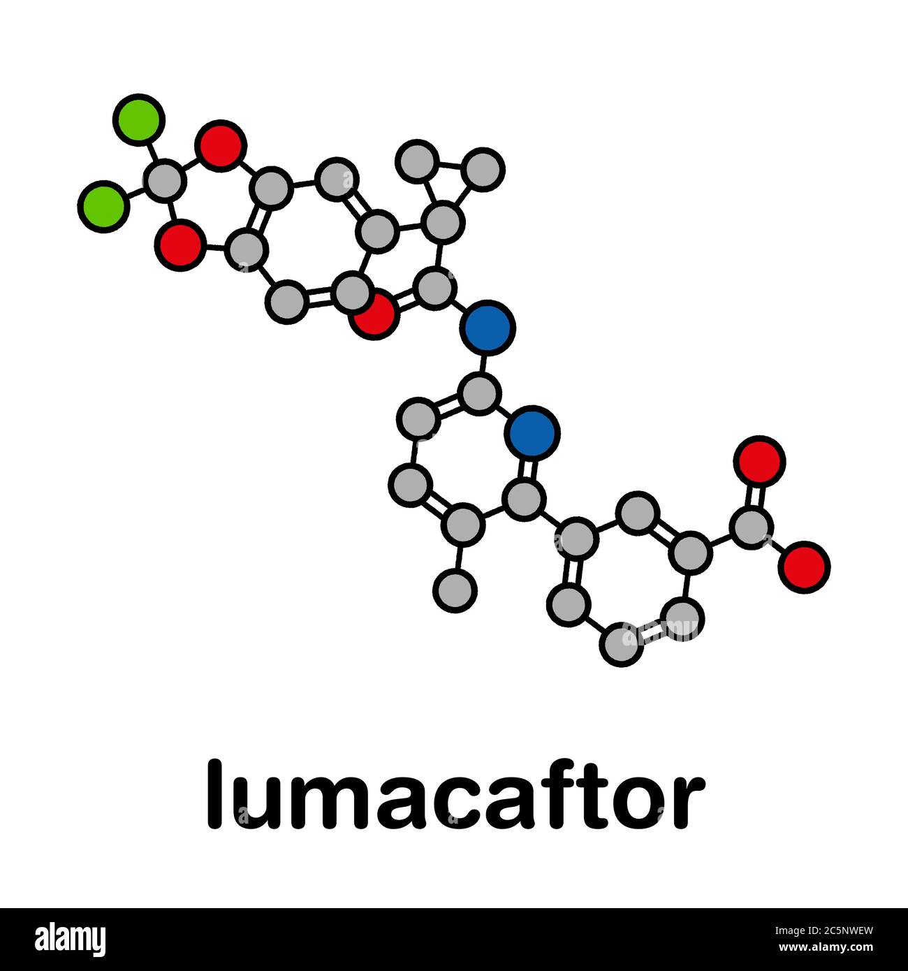 Lumacaftor cystic fibrosis drug molecule. Stylized skeletal formula ...