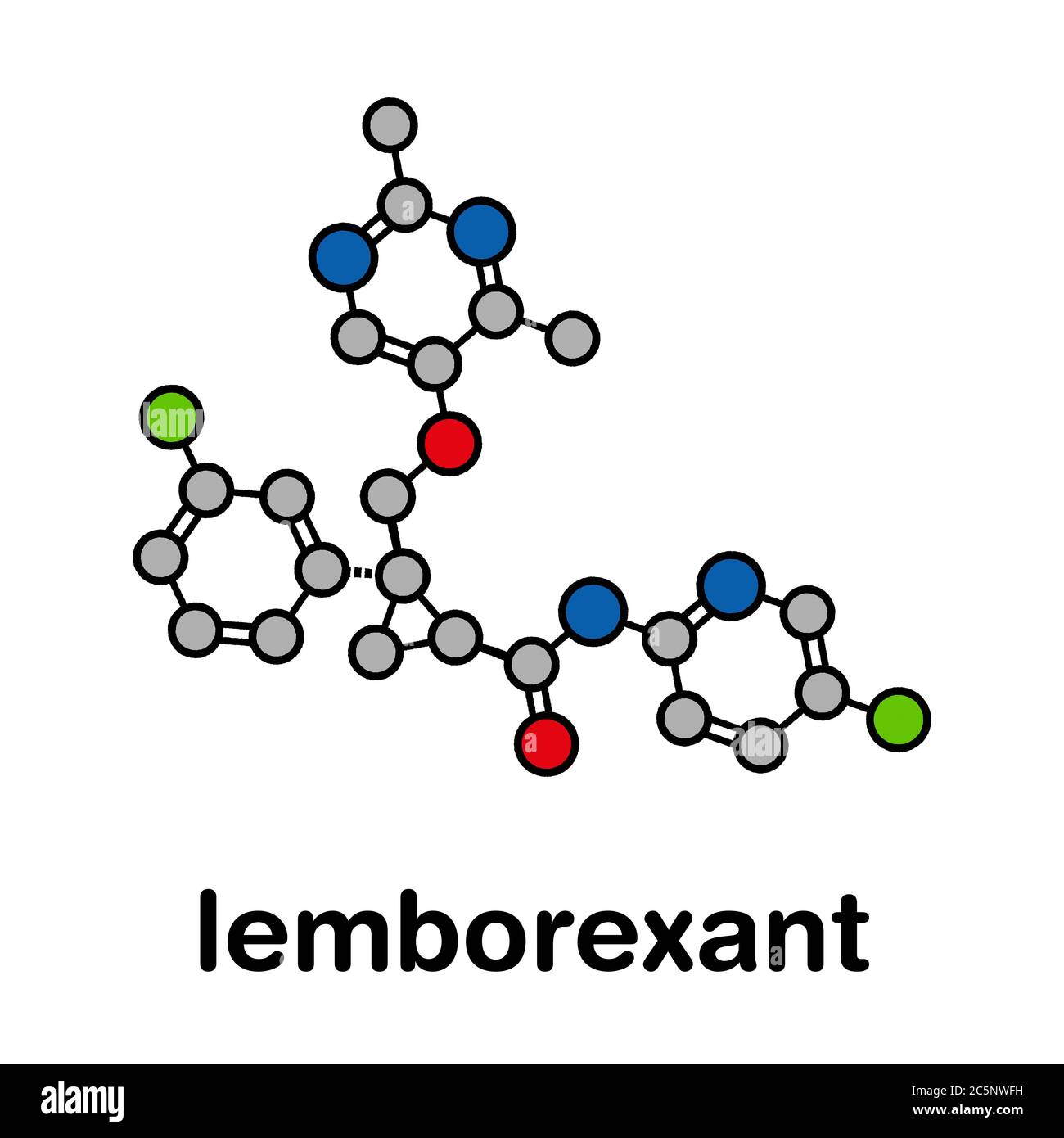 Lemborexant insomnia drug molecule. Stylized skeletal formula (chemical ...