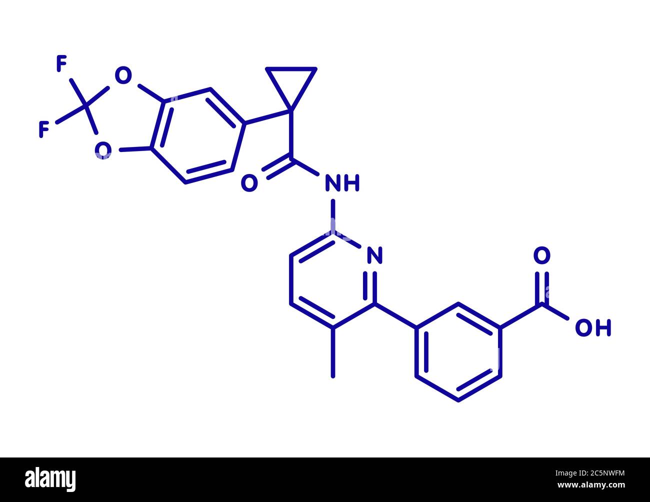 Lumacaftor cystic fibrosis drug molecule. Skeletal formula Stock Photo ...