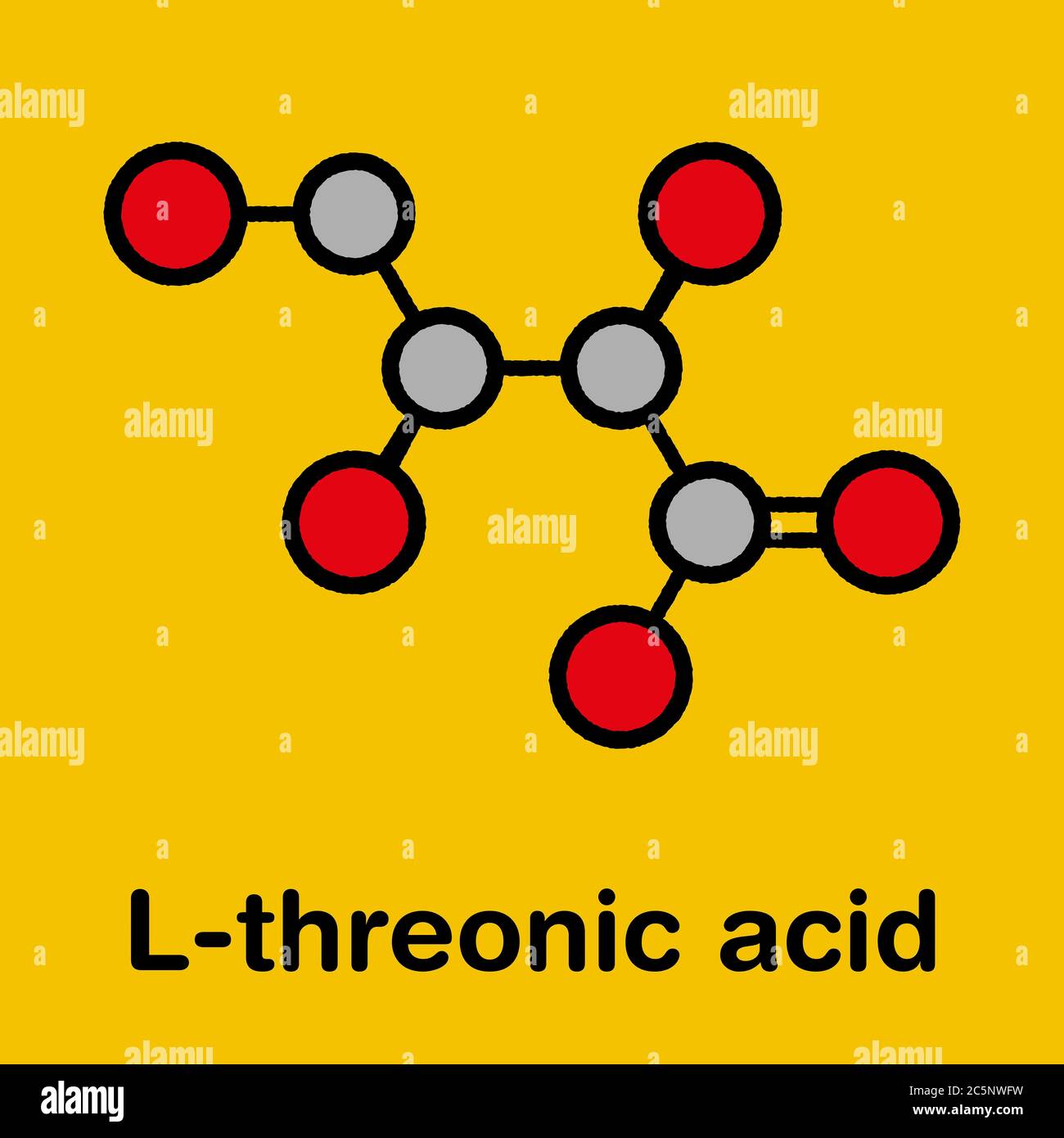 L-Threonic acid molecule. Stylized skeletal formula (chemical structure ...