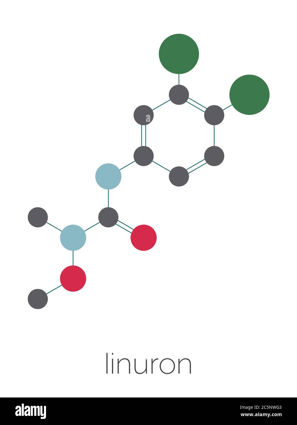 Linuron herbicide molecule. Stylized skeletal formula (chemical ...