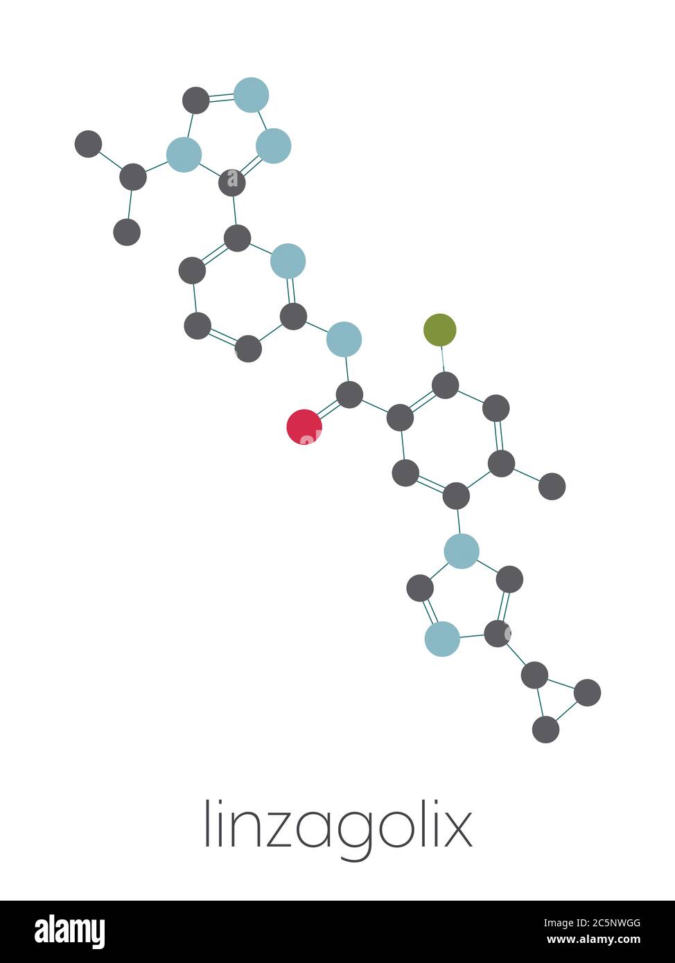 Linzagolix drug molecule. Stylized skeletal formula (chemical structure ...