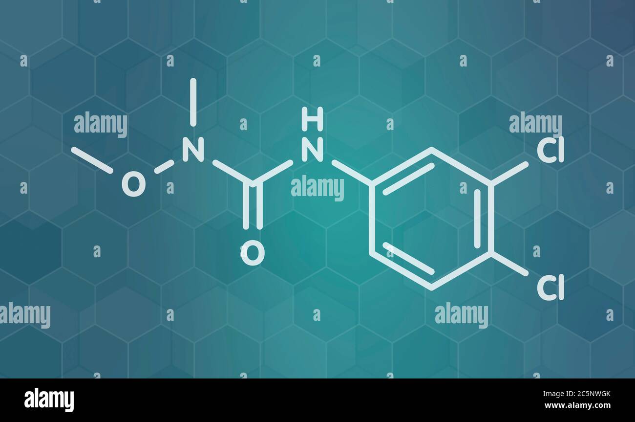 Linuron herbicide molecule. Skeletal formula Stock Photo - Alamy