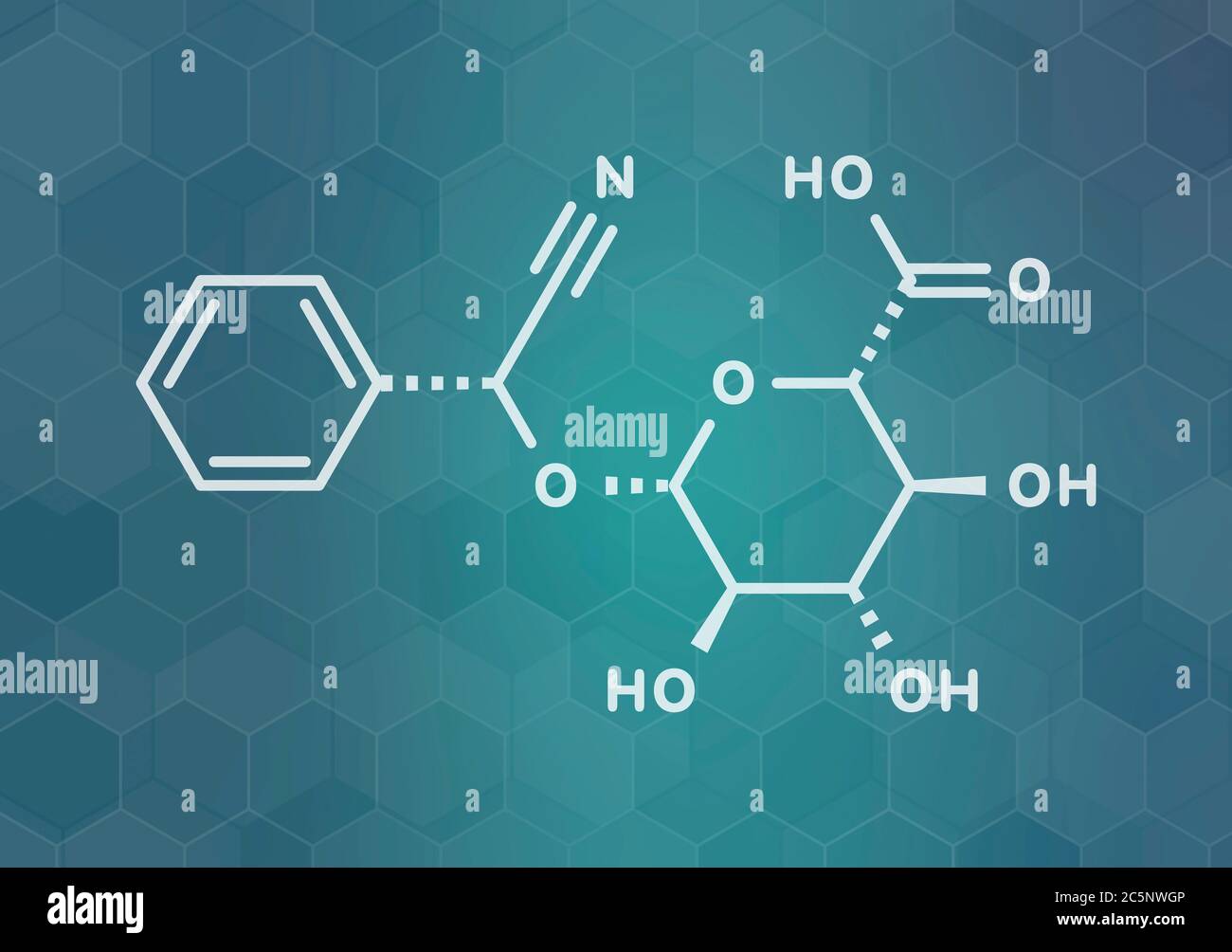 Laetrile molecule. Derivative of amygdalin. Used in quack cancer ...