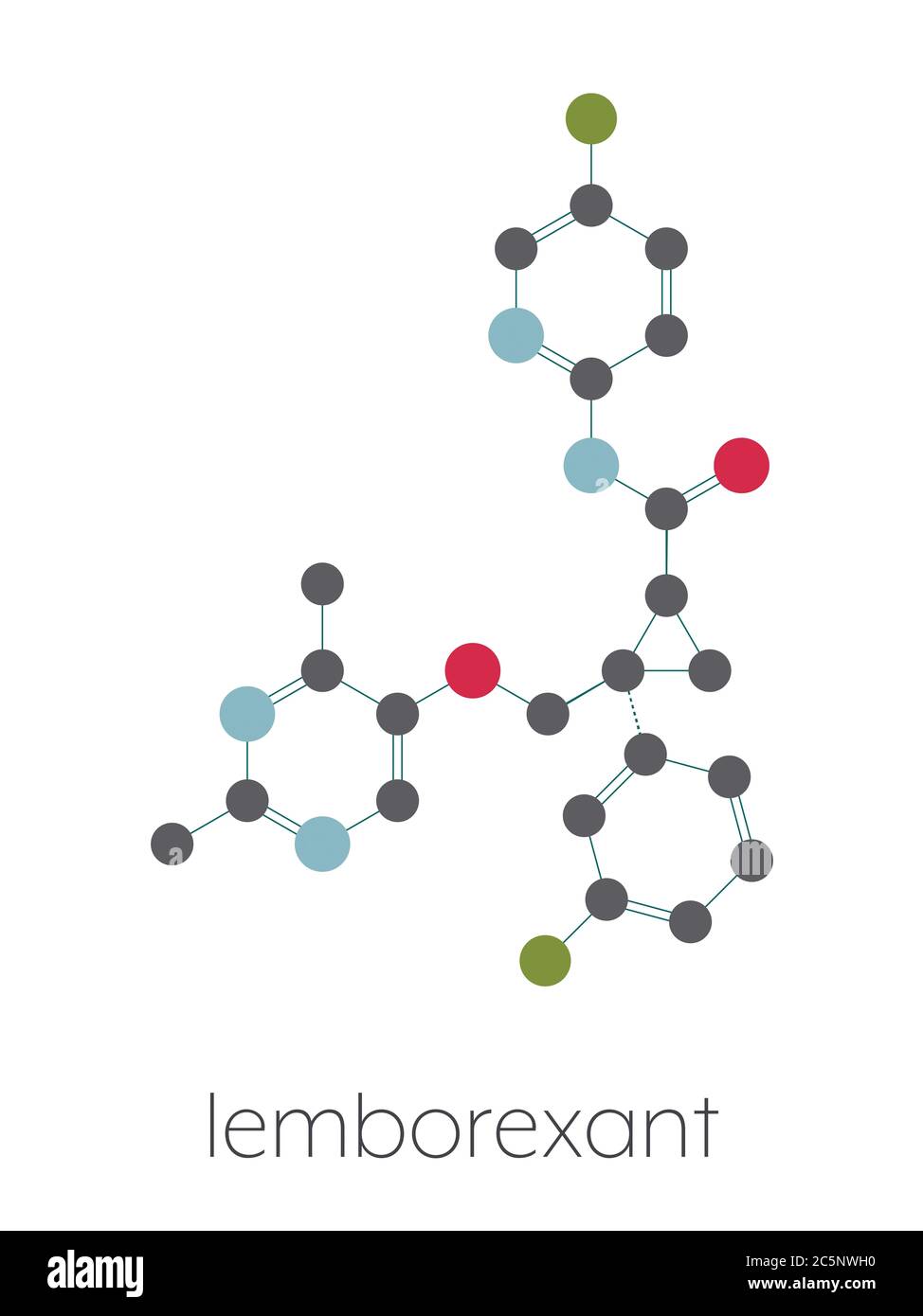 Lemborexant insomnia drug molecule. Stylized skeletal formula (chemical ...