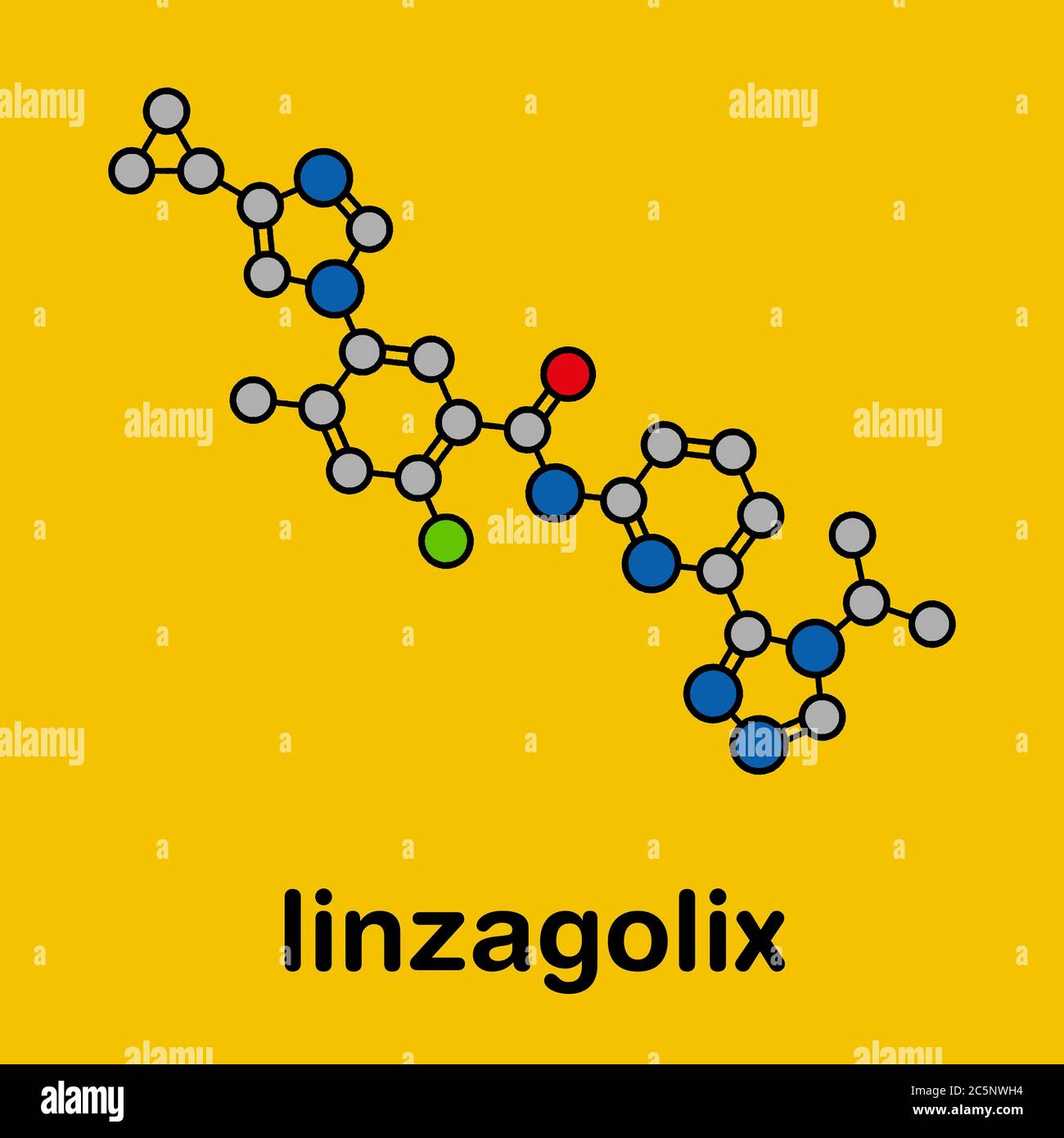 Linzagolix drug molecule. Stylized skeletal formula (chemical structure ...