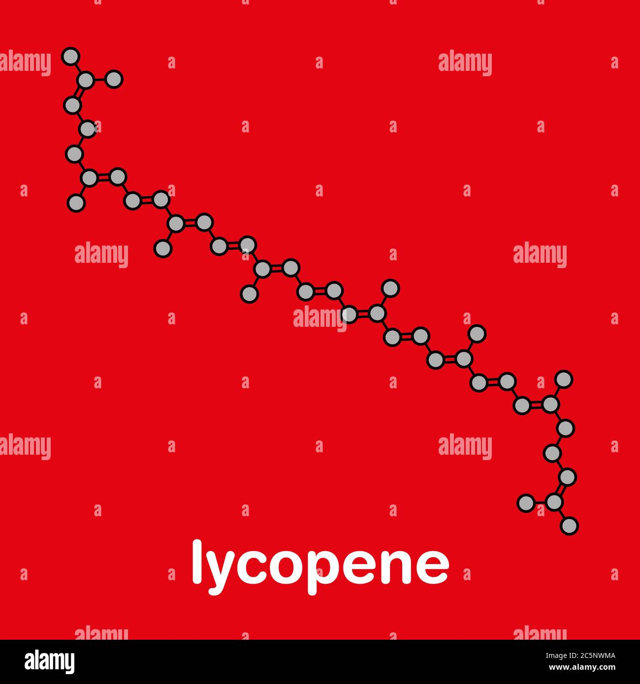 Lycopene red tomato pigment molecule. Stylized skeletal formula ...