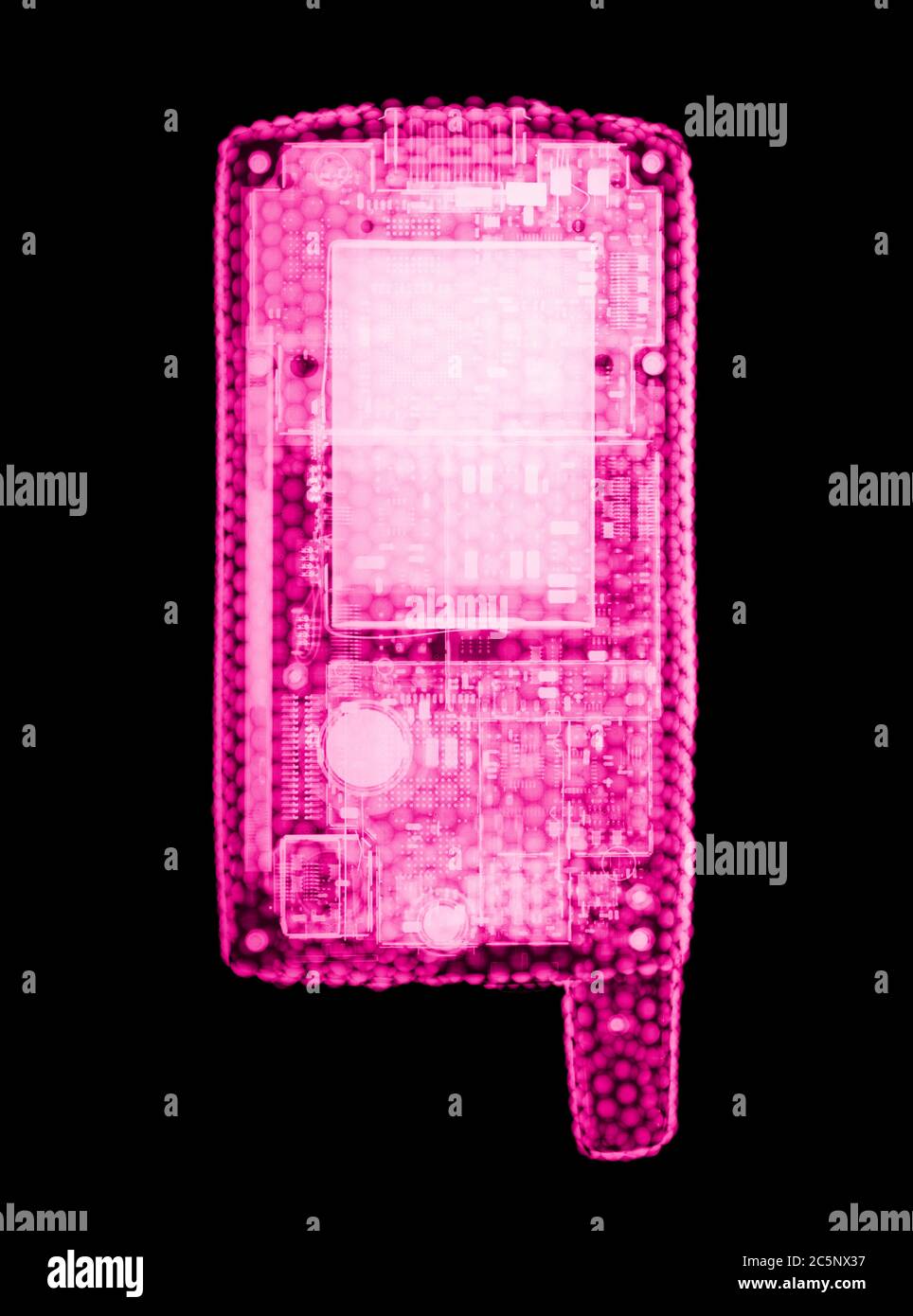 Mobile phone, coloured X-ray Stock Photo - Alamy