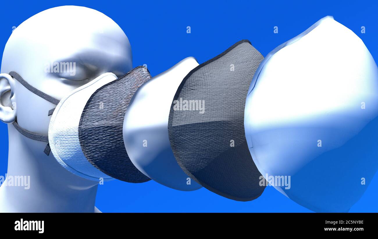 Illustration showing the layers of an N95 face mask. An N95 mask is ...