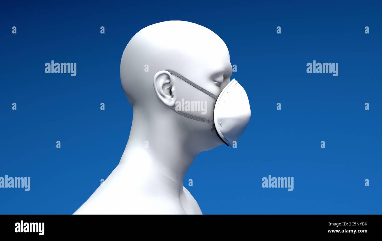Illustration of a man wearing an N95 face mask. An N95 mask is tight ...