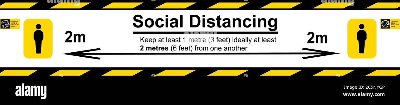 Social distance yellow line sticker Stock Vector Image & Art - Alamy