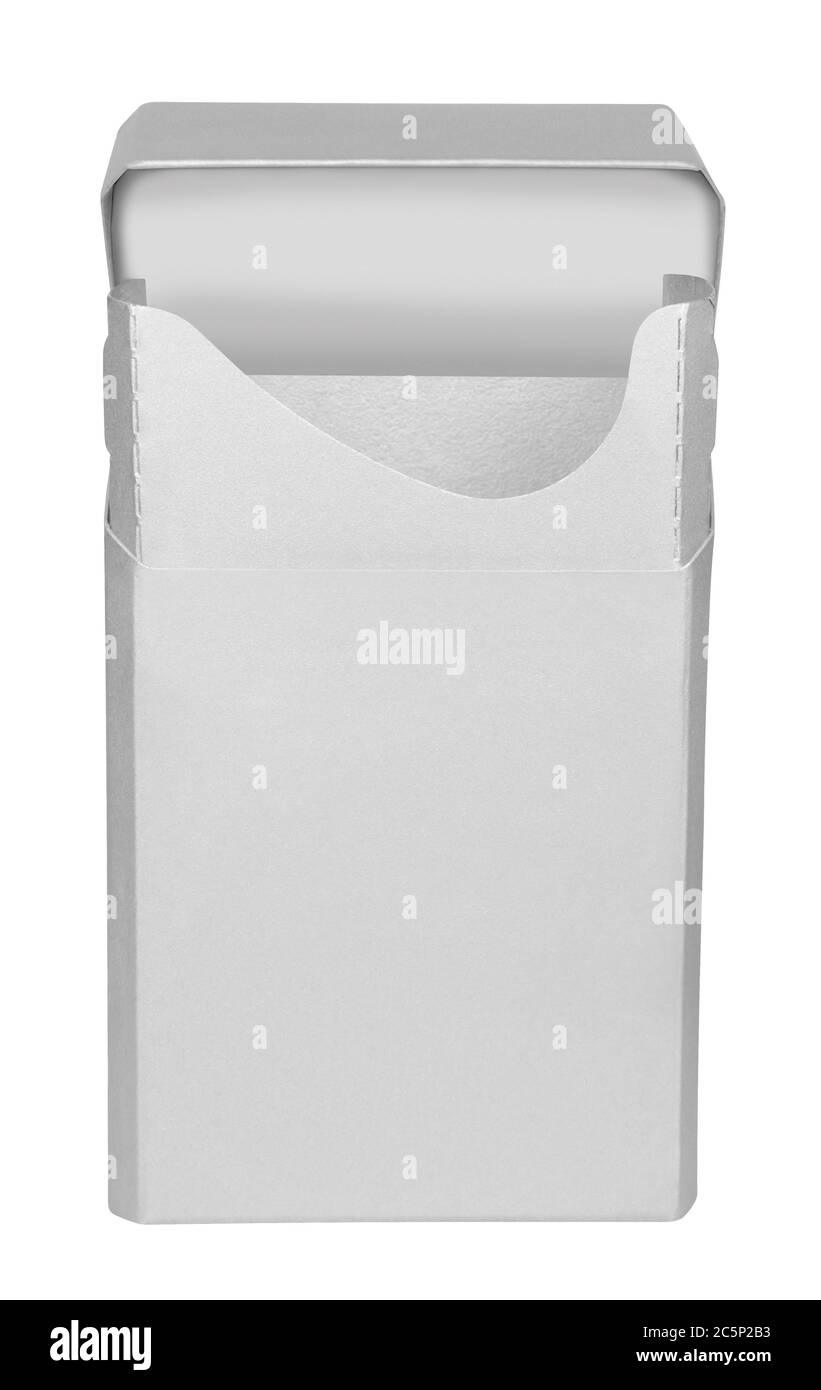 Opened blank white cigarettes pack box isolated on white. Clipping path ...