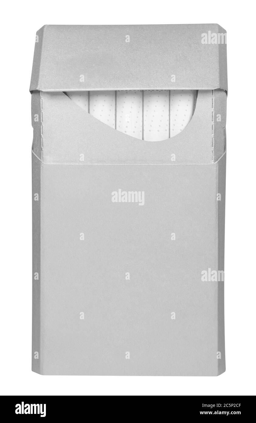 Opened white cigarettes pack box isolated on white. Clipping path ...