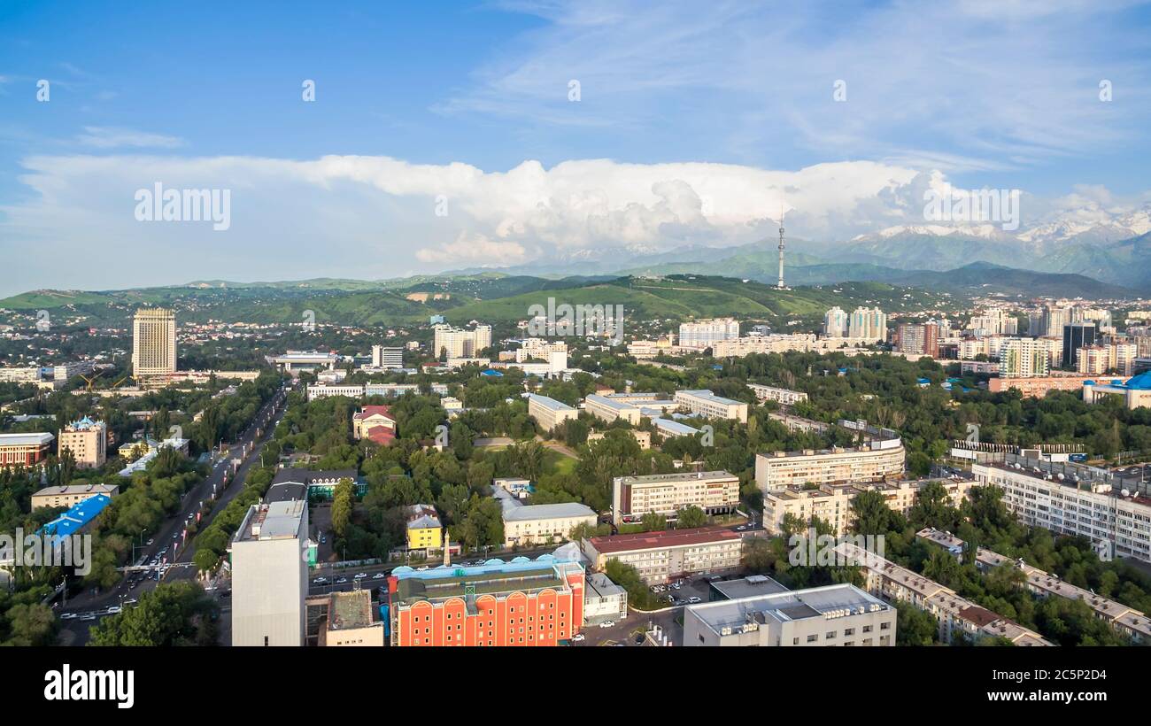 Panoramic aerial view of Almaty city, Kazakhstan Stock Photo - Alamy