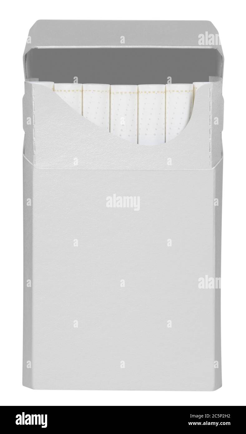 Opened white cigarettes pack box isolated on white. Clipping path ...