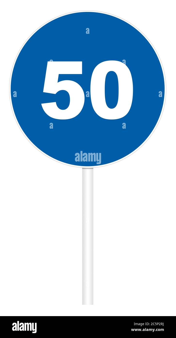 Prescriptive traffic sign isolated on white 3D illustration - Minimum ...