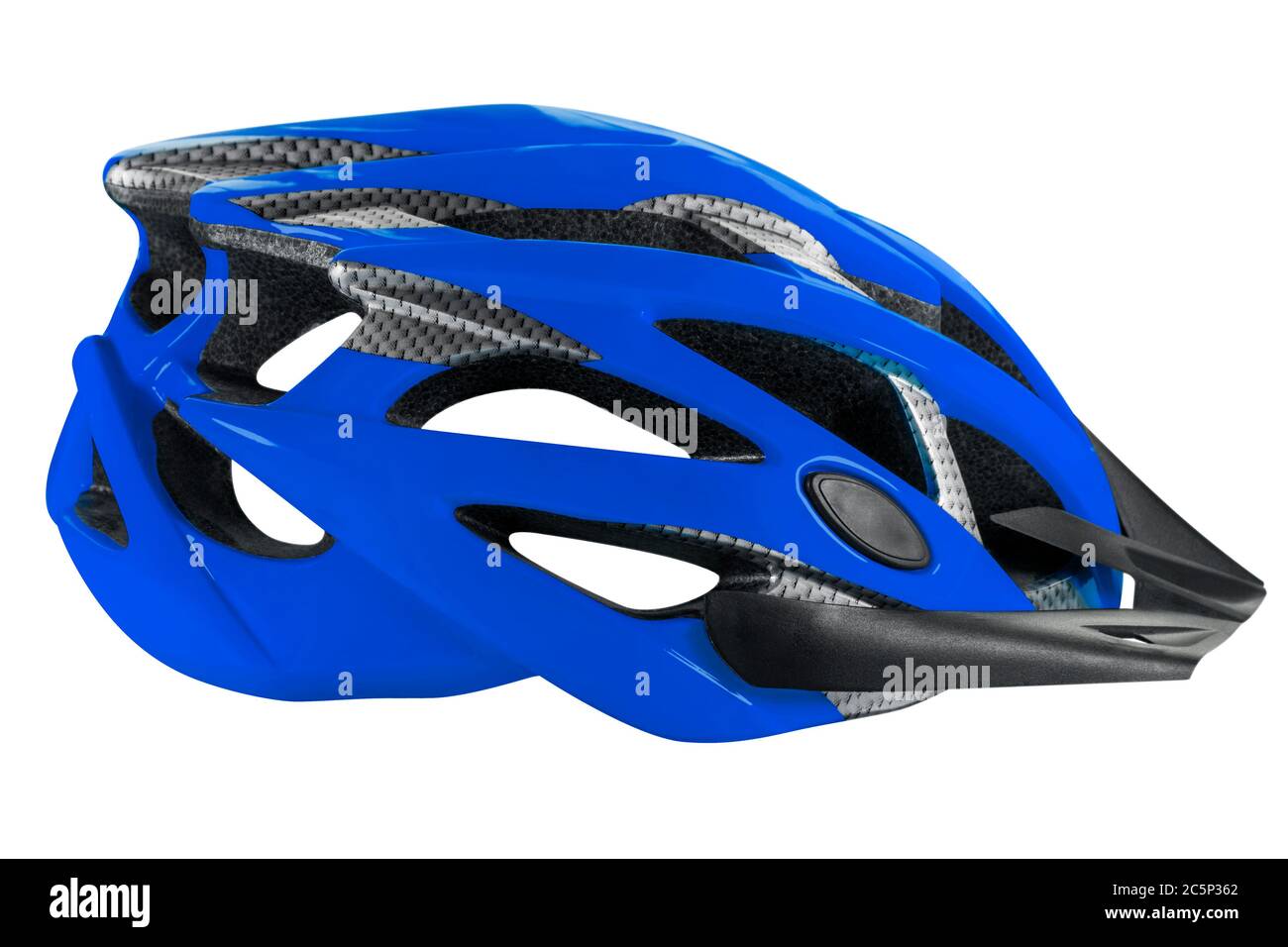 Dark blue cycling helmet isolated on white. Clipping path included ...