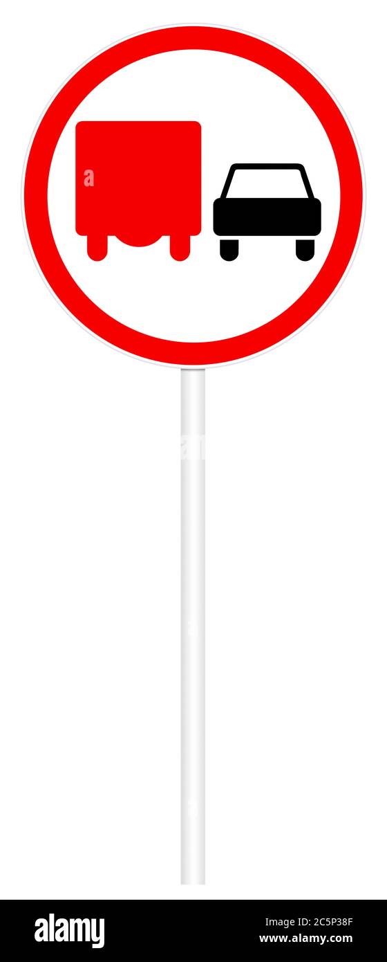 Prohibitory traffic sign isolated on white 3D illustration - Overtaking ...