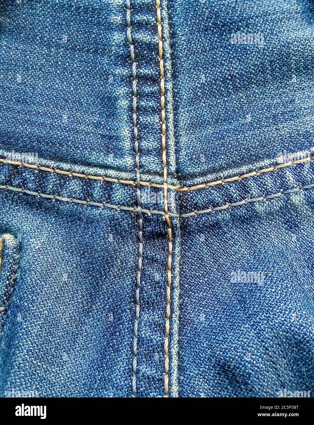 Closeup denim jeans texture seams hi-res stock photography and images ...