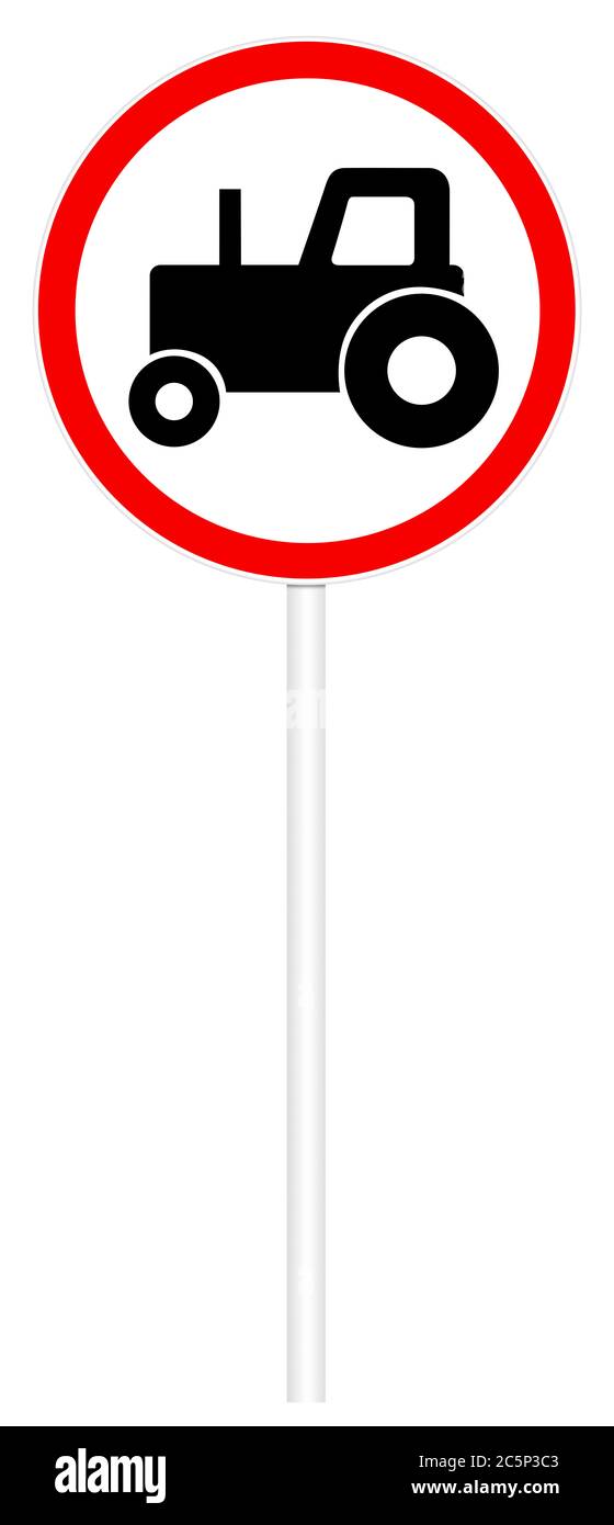Prohibitory traffic sign isolated on white 3D illustration - Tractors ...