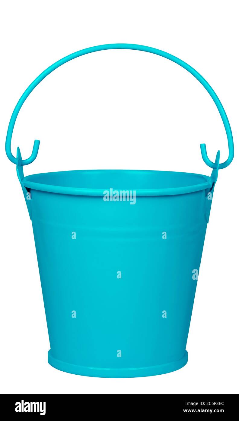 Empty blue bucket isolated on white. Clipping path included Stock Photo ...