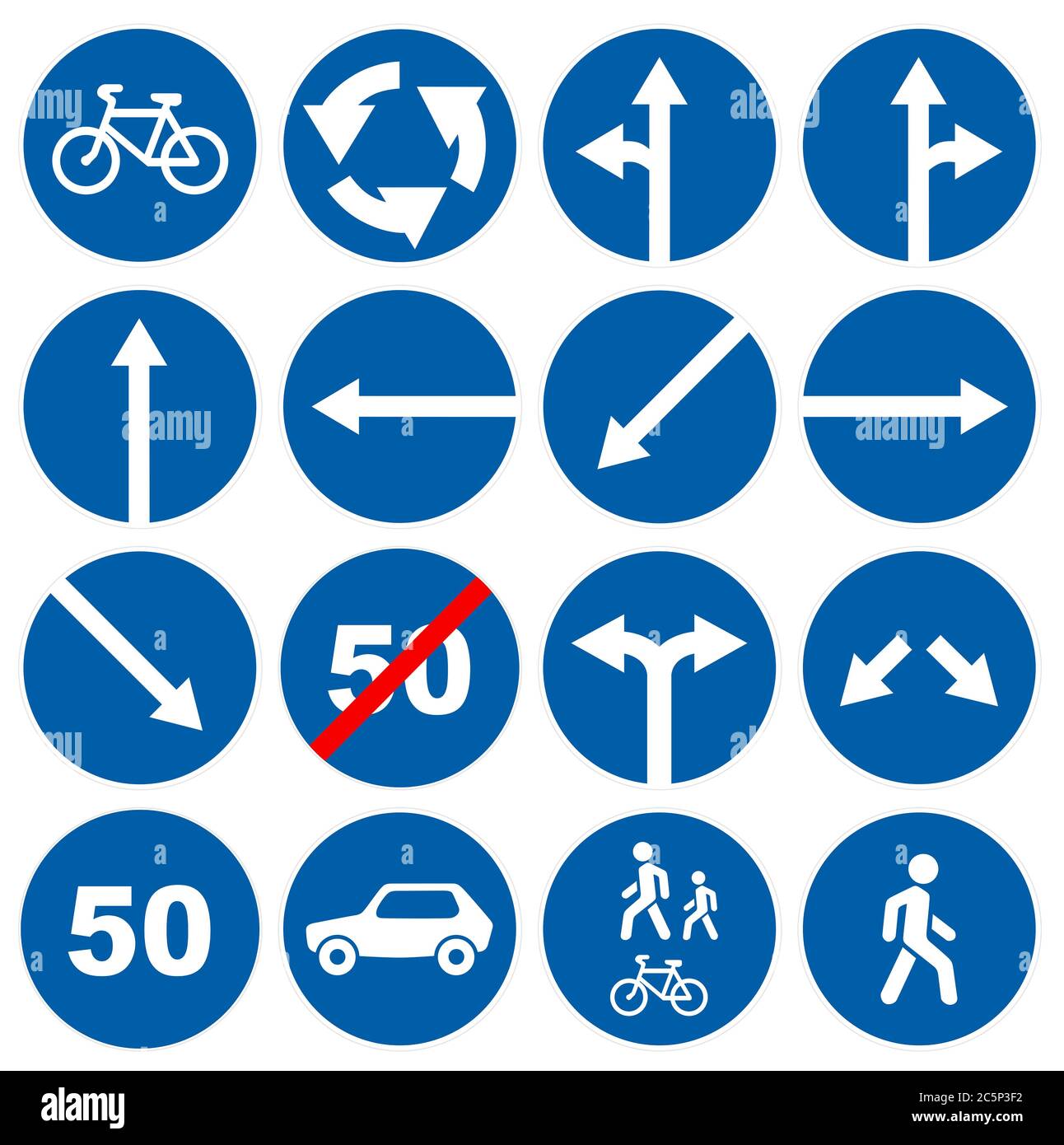 Road traffic signs collections isolated on white, illustration Stock ...
