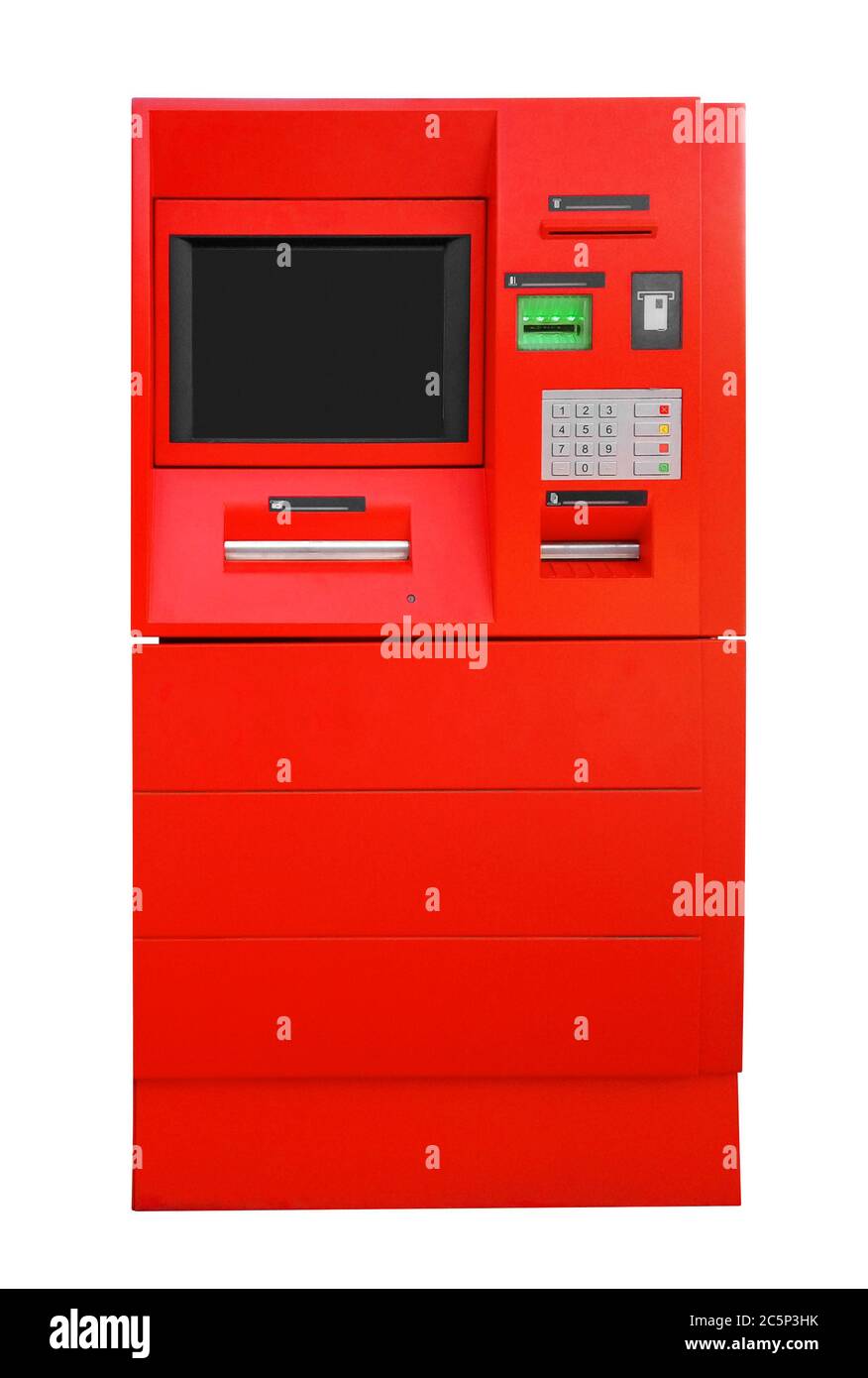 Red ATM Bank Cash Machine Isolated on White. Clipping path included ...