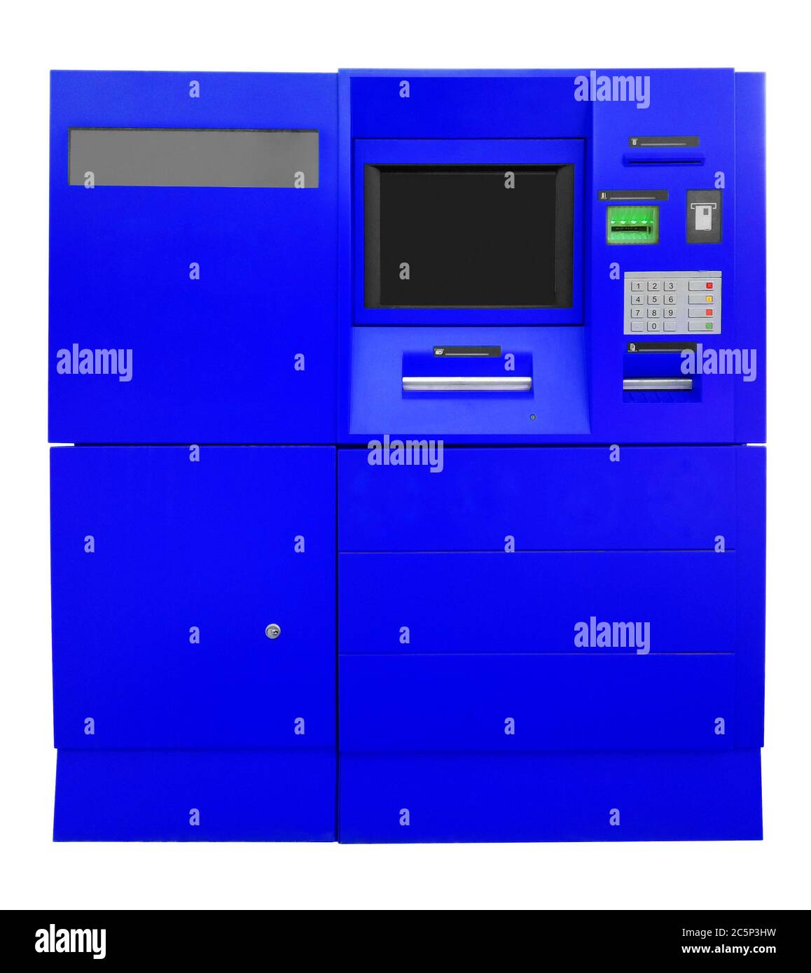 Blue ATM Bank Cash Machine Isolated on White. Clipping path included ...