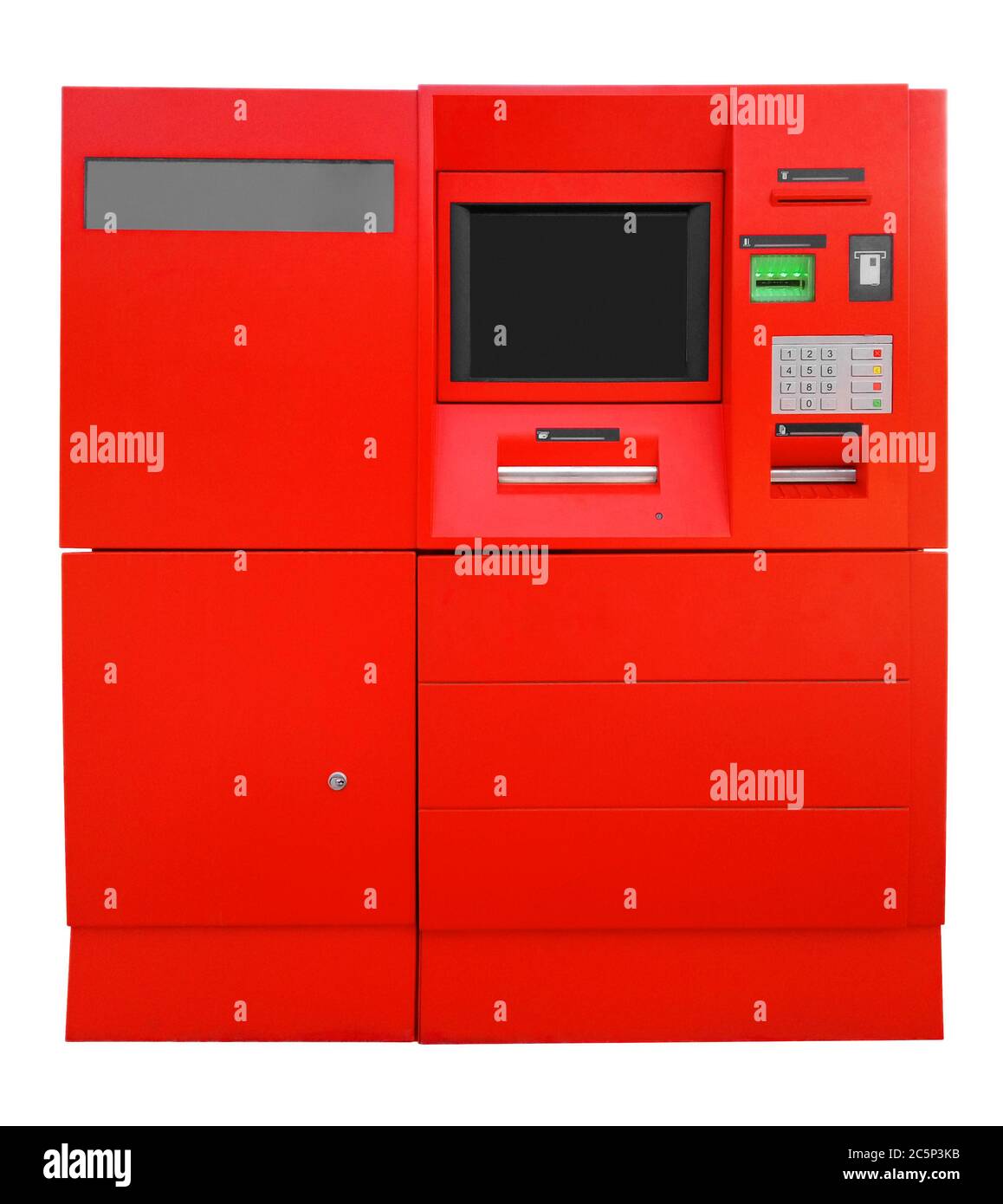 Red ATM Bank Cash Machine Isolated on White. Clipping path included ...