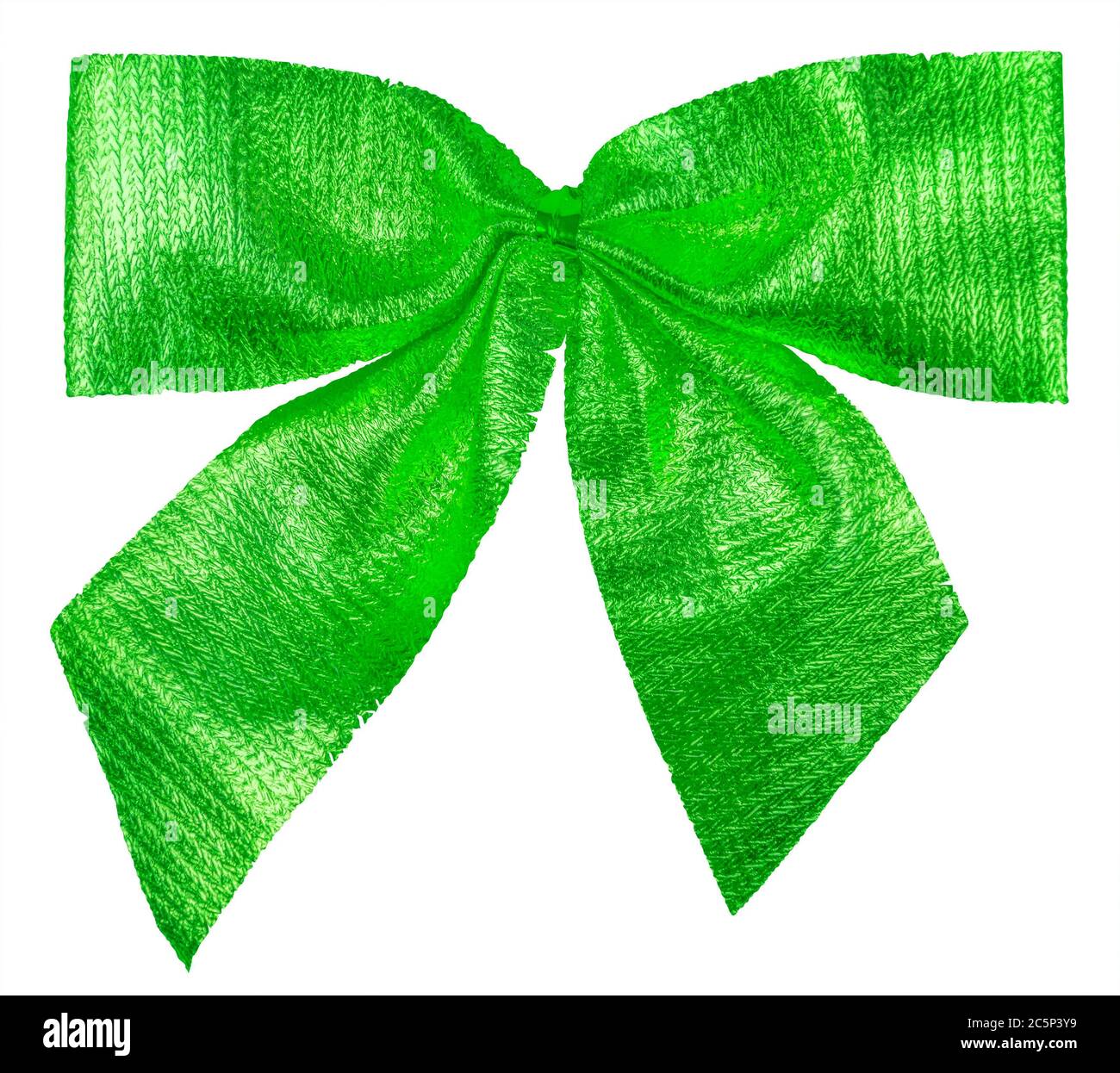 Green foil bow isolated on white. Clipping path included Stock Photo ...