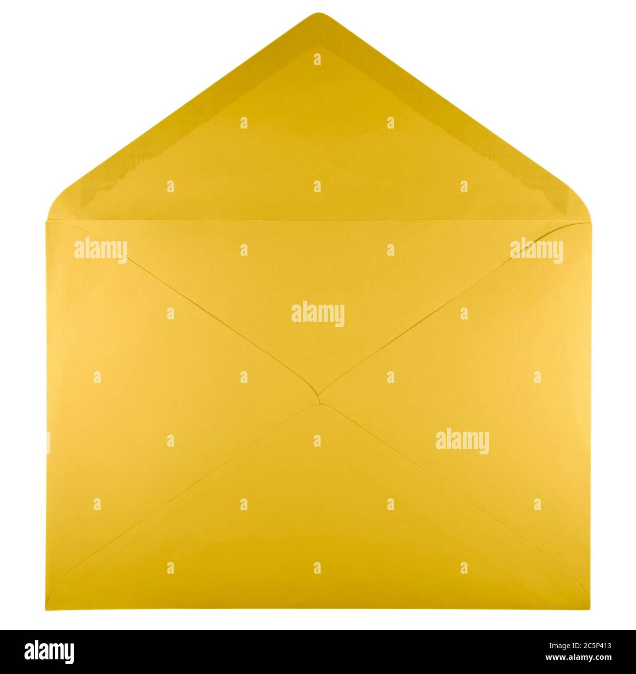 Blank open yellow envelope isolated on white background with clipping ...
