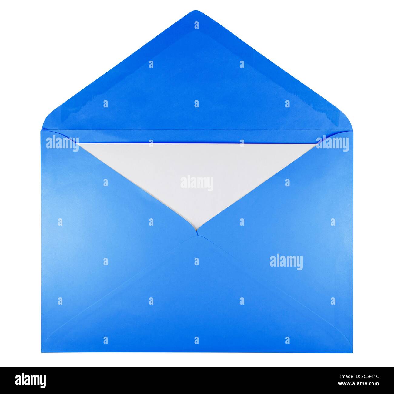 Blank open blue envelope isolated on white background with clipping path Stock Photo - Alamy