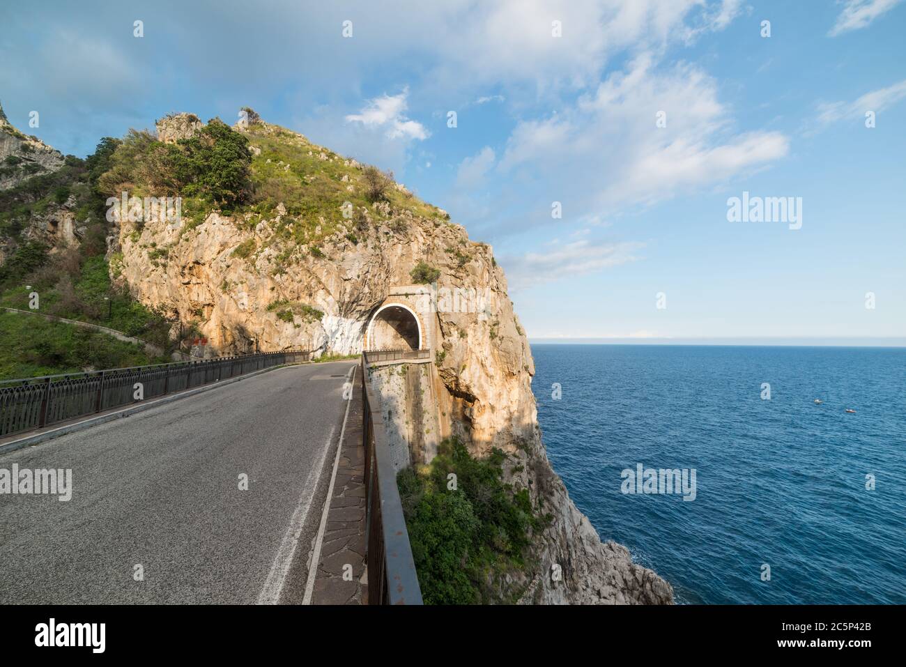 Tunnel by the sea in world famous Amalfi coastal road, Italy. Unesco ...