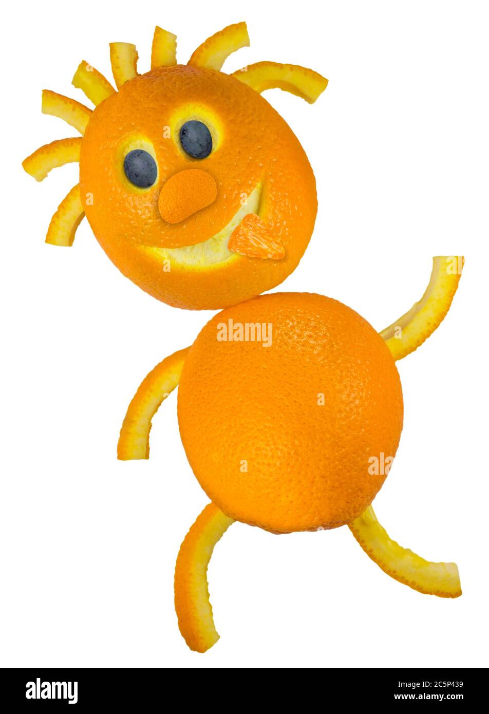 Funny little man made of orange isolated on white. Clipping Path ...
