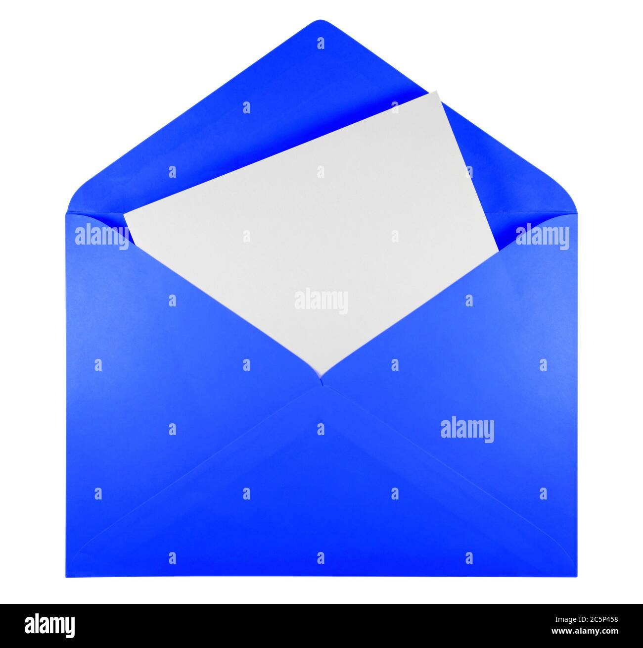 Blank open blue envelope isolated on white background with clipping path Stock Photo - Alamy