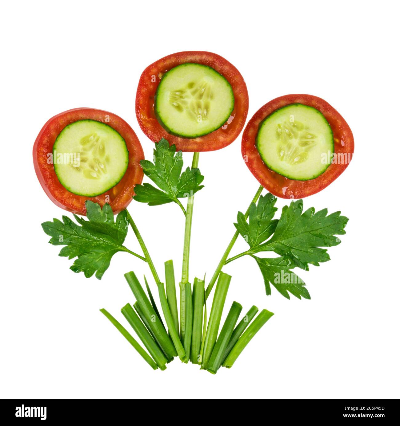 Flowers made of vegetables isolated on white. Clipping Path included ...
