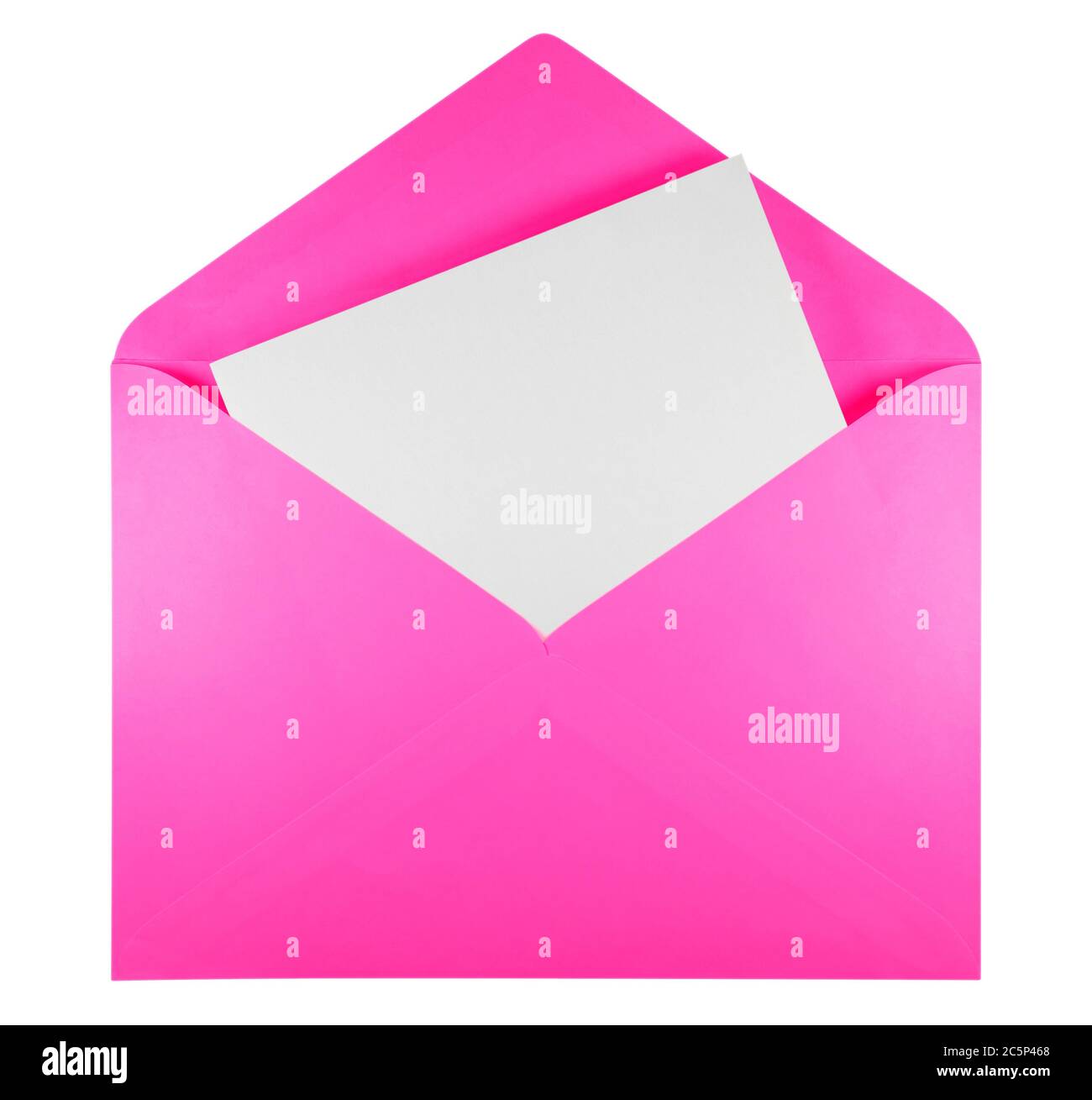 Blank open pink envelope isolated on white background with clipping ...