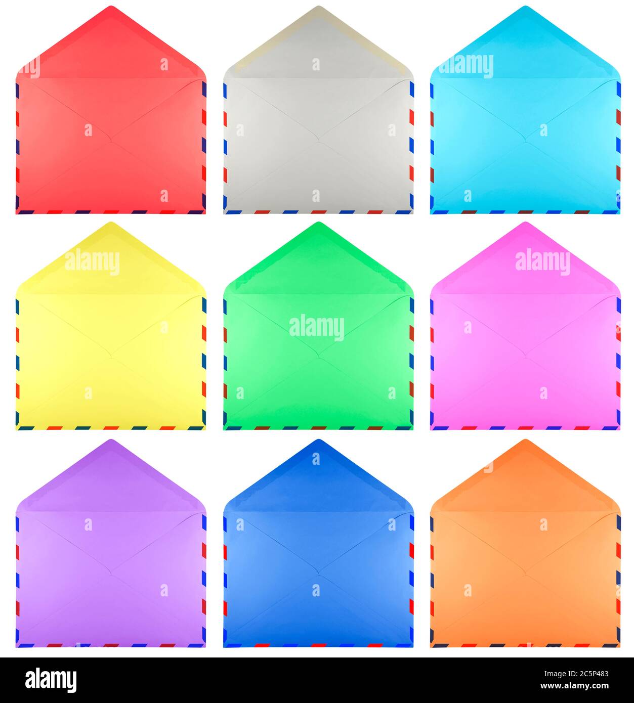 Blank open colorful envelopes isolated on white background Stock Photo ...