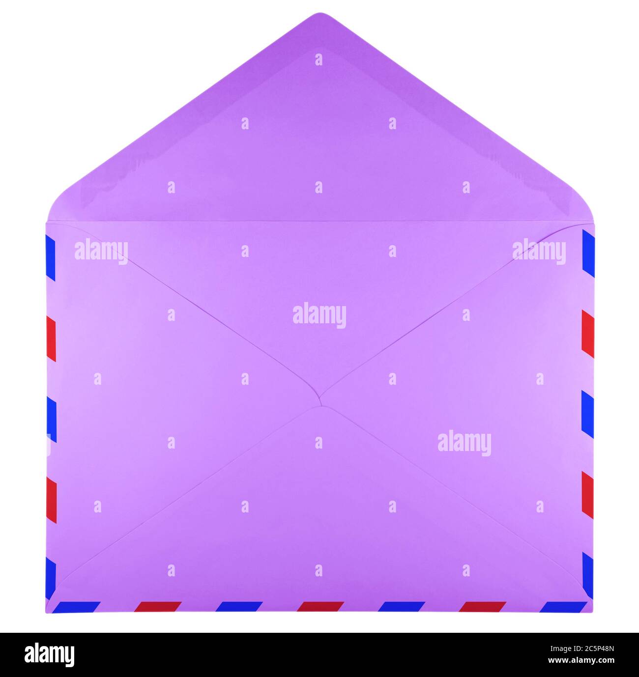 Blank open violet envelope isolated on white background with clipping ...