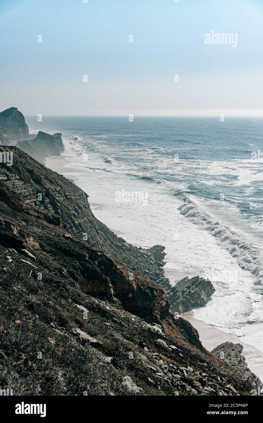 Praia de Quiaios beach on the approach to Cabo Mondego, Murtinheira ...